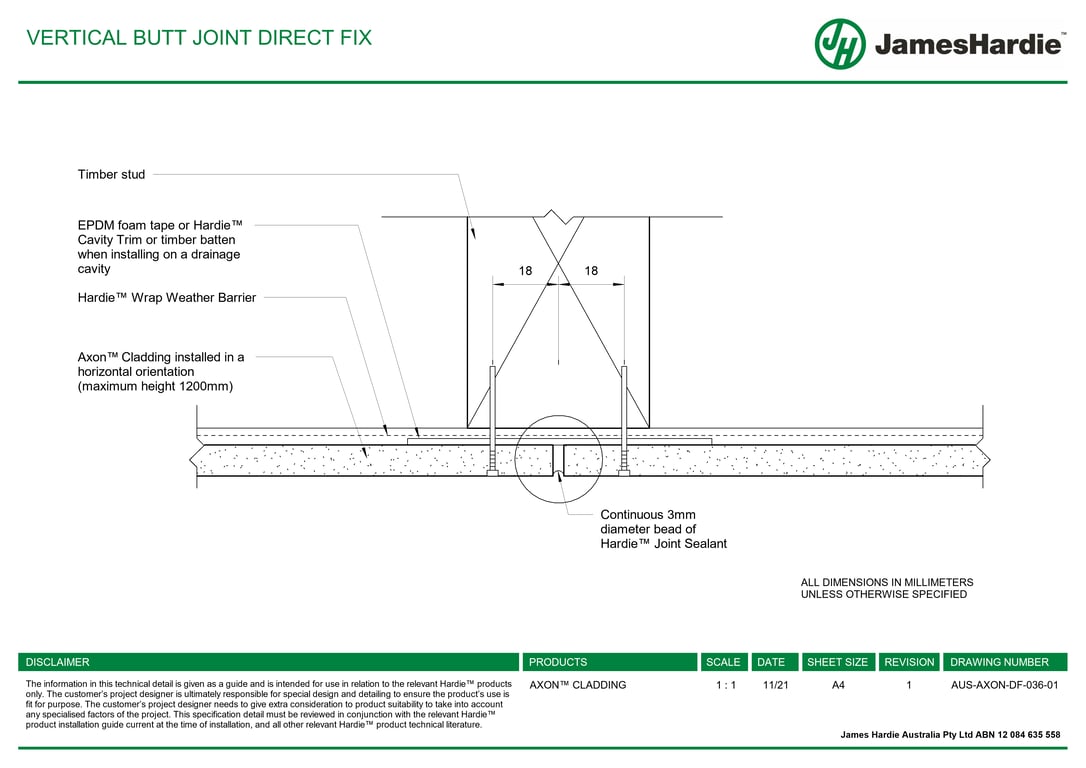 AUS-AXON-DF-036-01 - VERTICAL BUTT JOINT DIRECT FIX - BIMcontent.com
