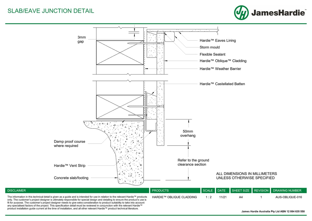 AUS-OBLIQUE-016 - SLAB-EAVE JUNCTION DETAIL - BIMcontent.com