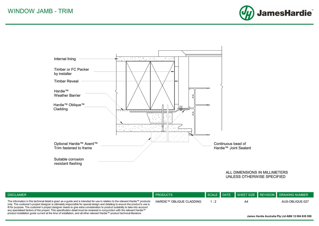 AUS-OBLIQUE-027 - WINDOW JAMB - TRIM - BIMcontent.com