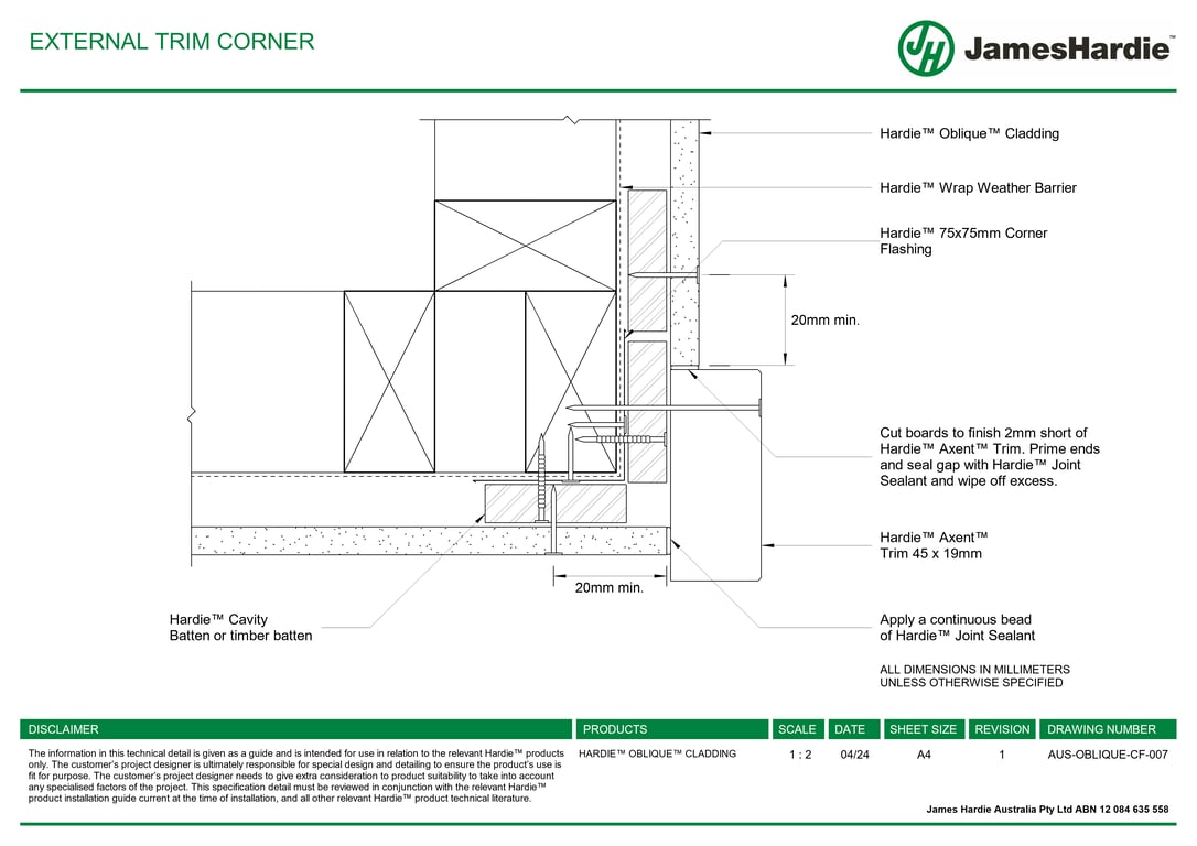 AUS-OBLIQUE-CF-007 - EXTERNAL TRIM CORNER - BIMcontent.com