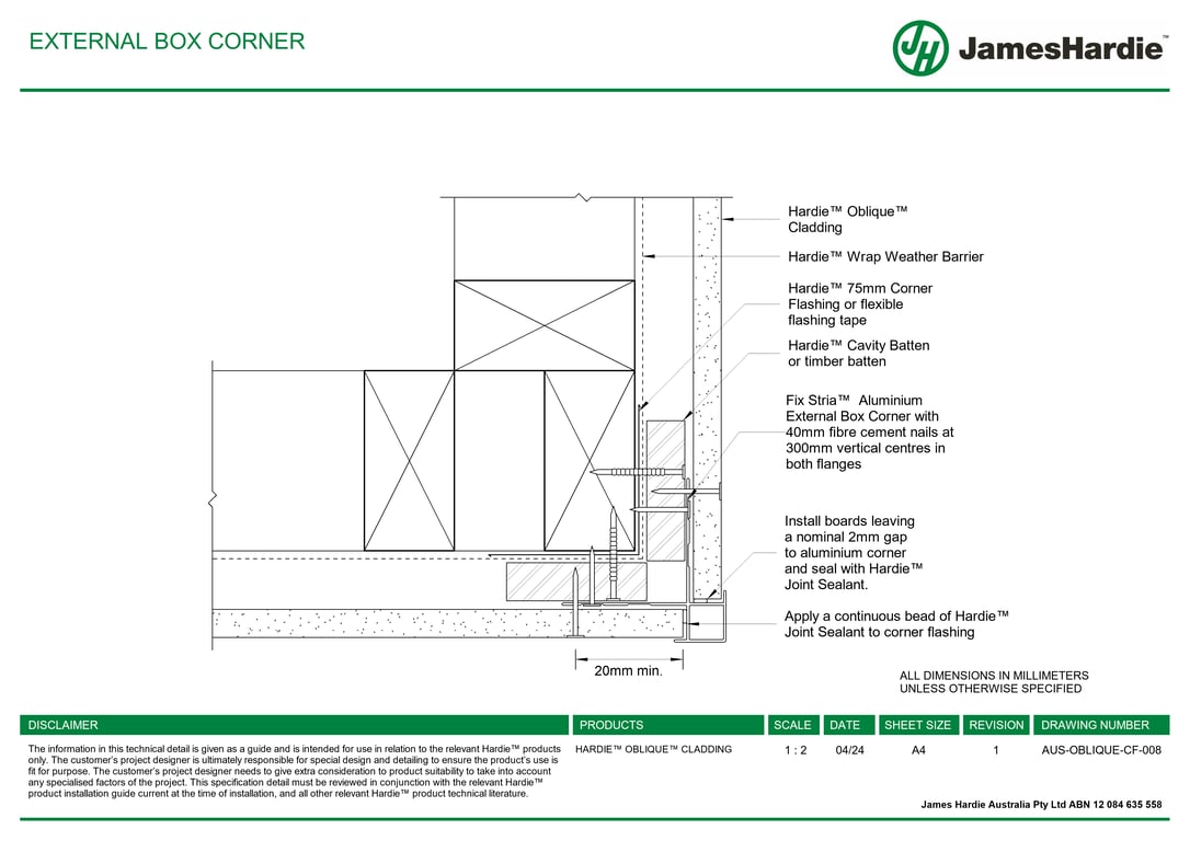 AUS-OBLIQUE-CF-008 - EXTERNAL BOX CORNER - BIMcontent.com