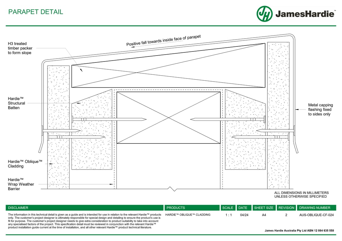 AUS-OBLIQUE-CF-024 - PARAPET DETAIL - BIMcontent.com