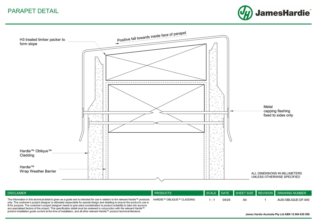 AUS-OBLIQUE-DF-040 - PARAPET DETAIL - BIMcontent.com