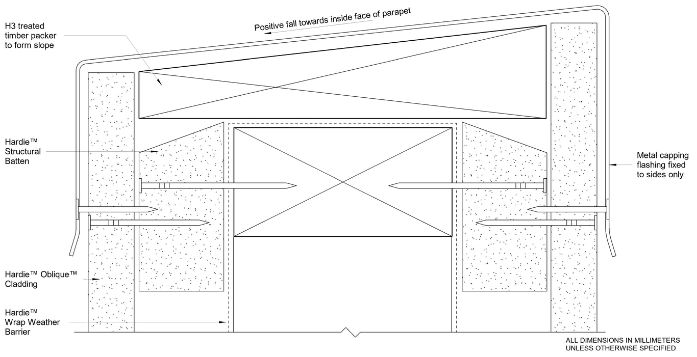 OBLIQUE CF Parapet Detail With Castellated Batten - BIMcontent.com