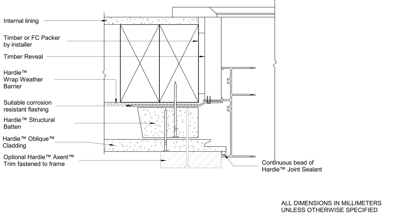 OBLIQUE CF Window Jamb - Trim With Castellated Batten - BIMcontent.com