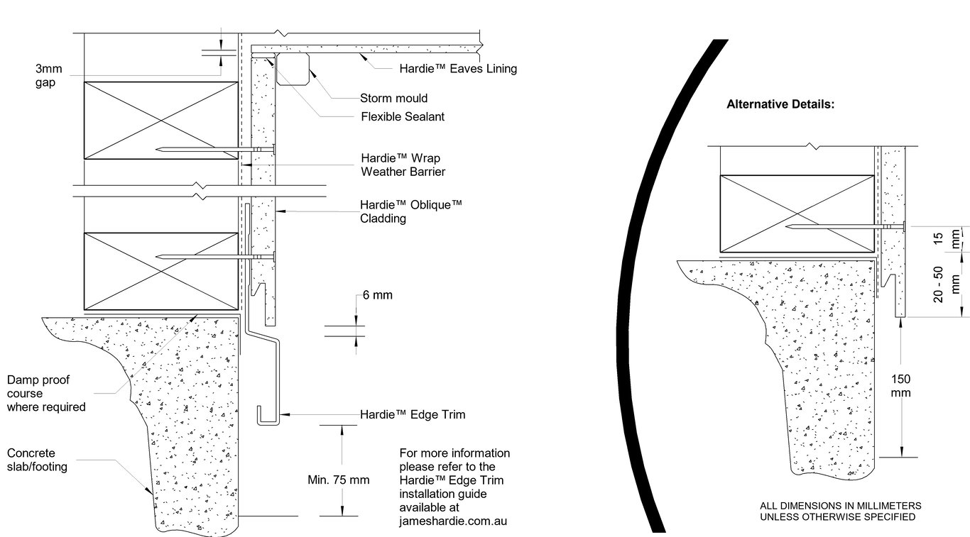 OBLIQUE DF Slab-Eave Junction Detail - BIMcontent.com