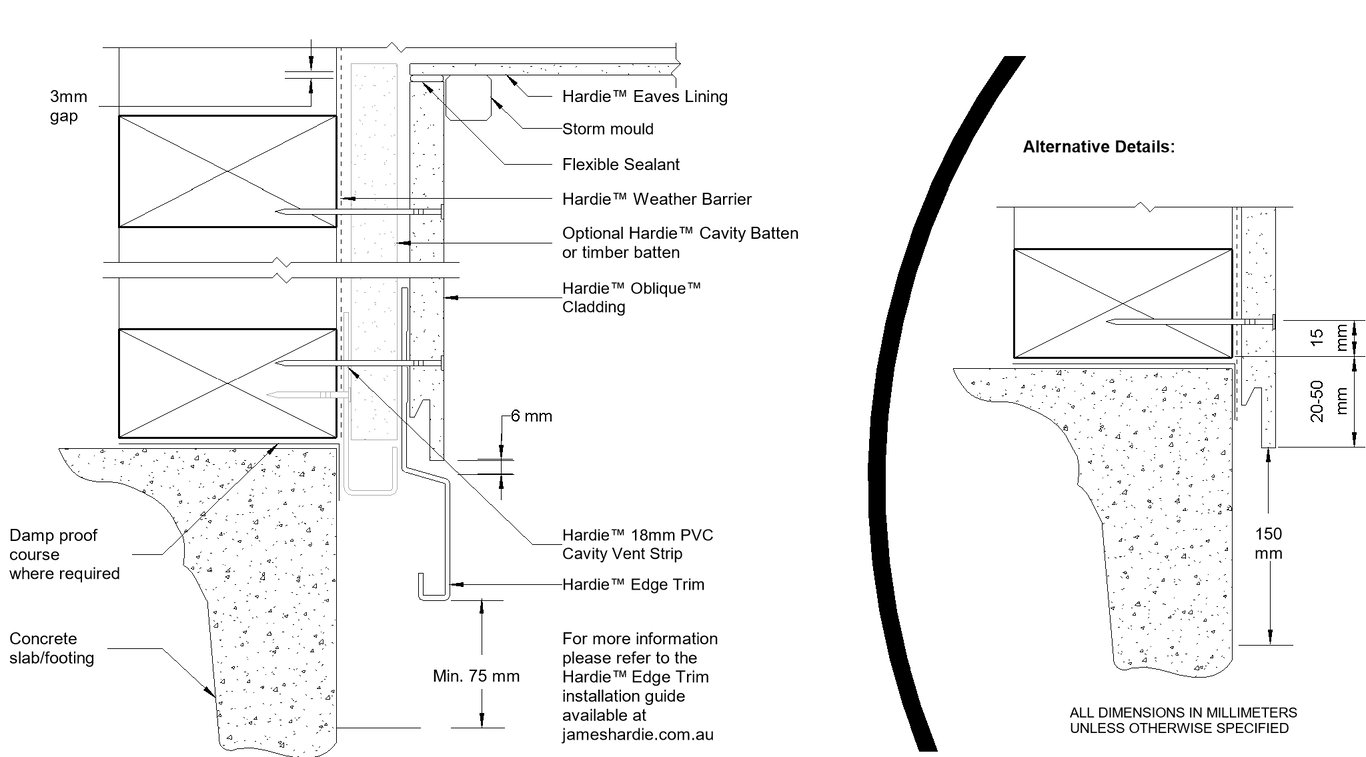 OBLIQUE Slab-Eave Junction Detail - BIMcontent.com