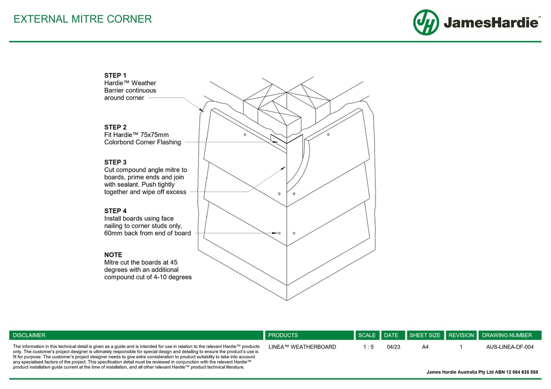 AUS-LINEA-DF-004 - EXTERNAL MITRE CORNER - BIMcontent.com