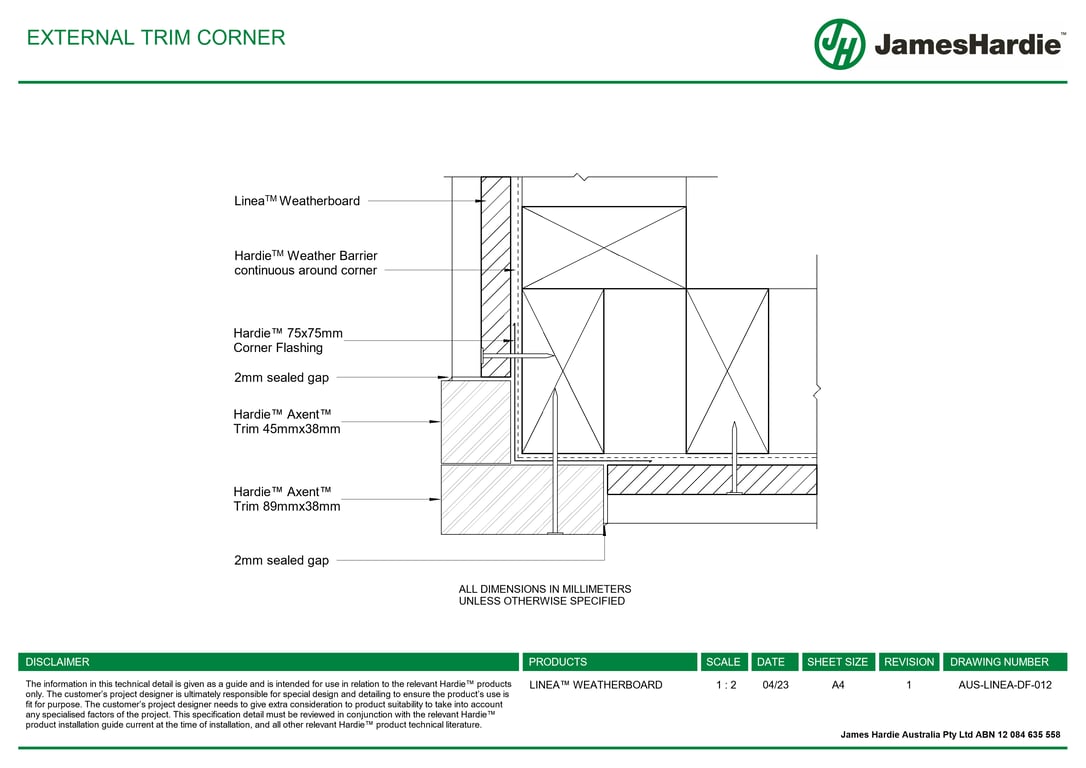 AUS-LINEA-DF-012 - EXTERNAL TRIM CORNER - BIMcontent.com