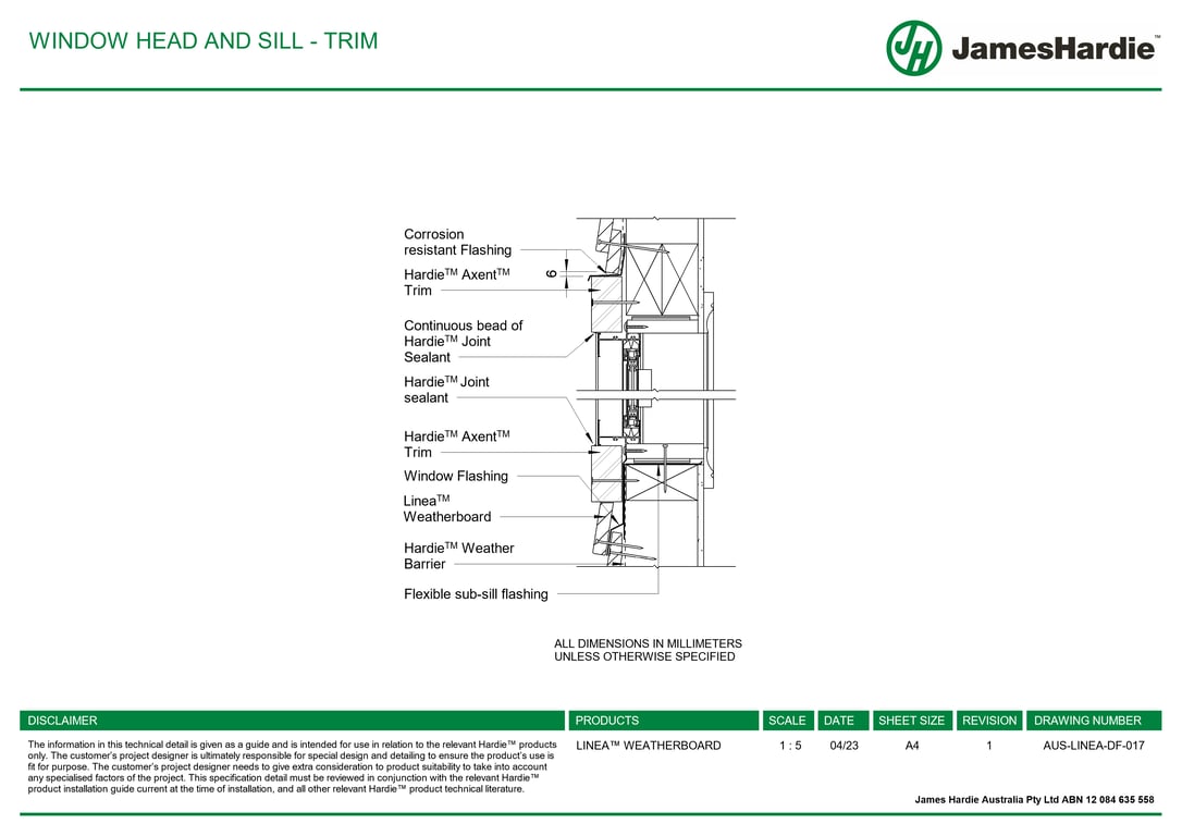 AUS-LINEA-DF-017 - WINDOW HEAD AND SILL - TRIM - BIMcontent.com