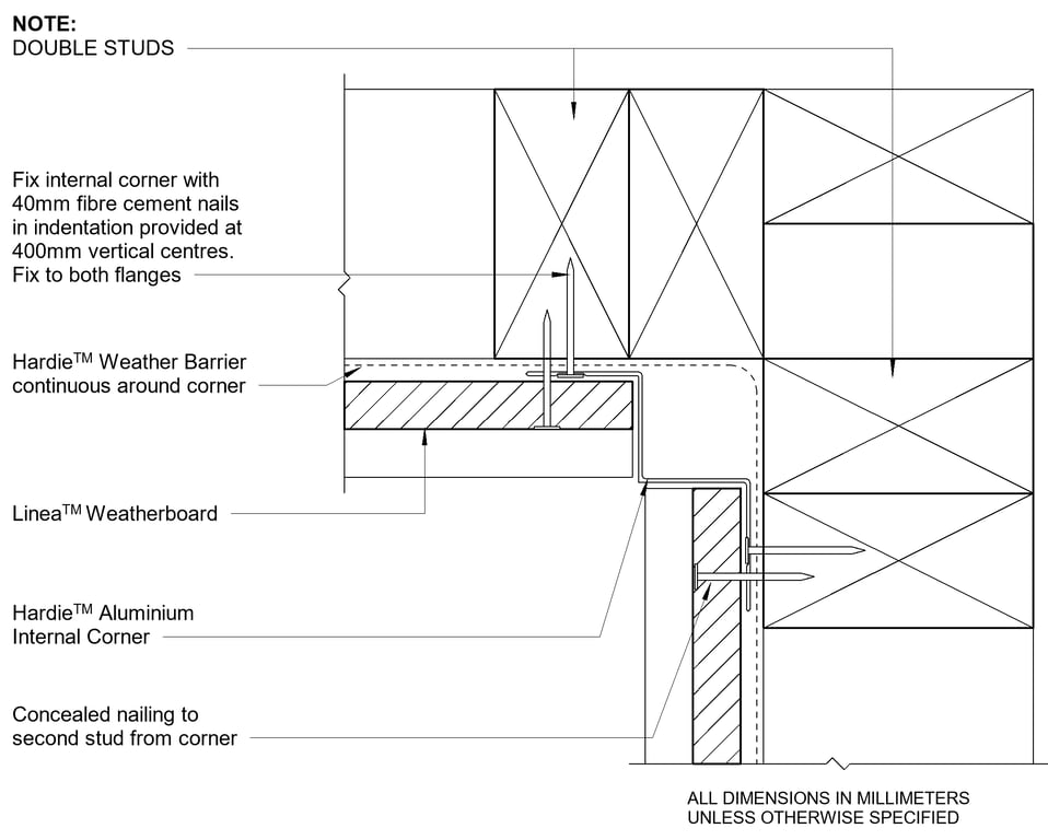 LINEA DF Aluminium Internal Corner - BIMcontent.com
