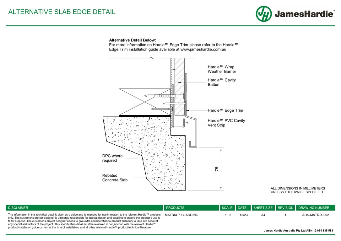 AUS-MATRIX-002 - ALTERNATIVE SLAB EDGE DETAIL - BIMcontent.com