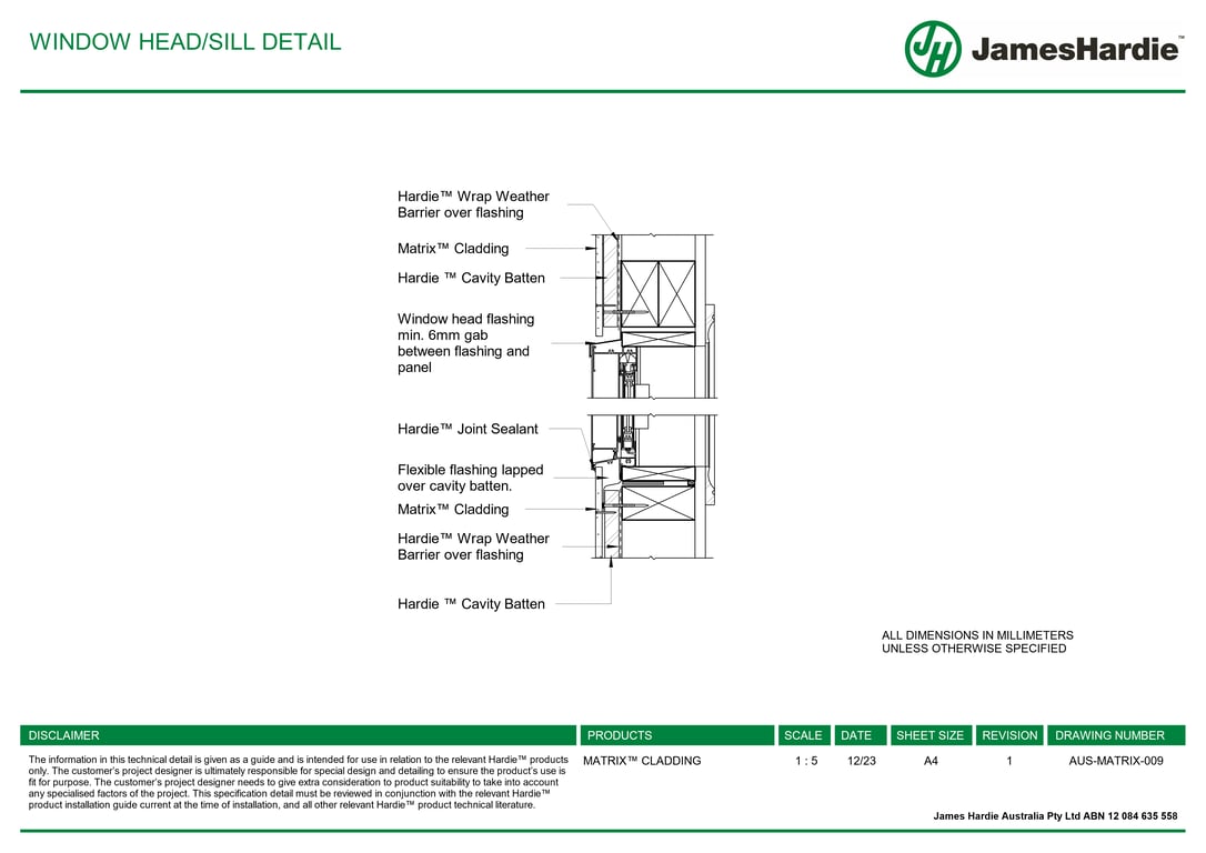 AUS-MATRIX-009 - WINDOW HEAD-SILL DETAIL - BIMcontent.com