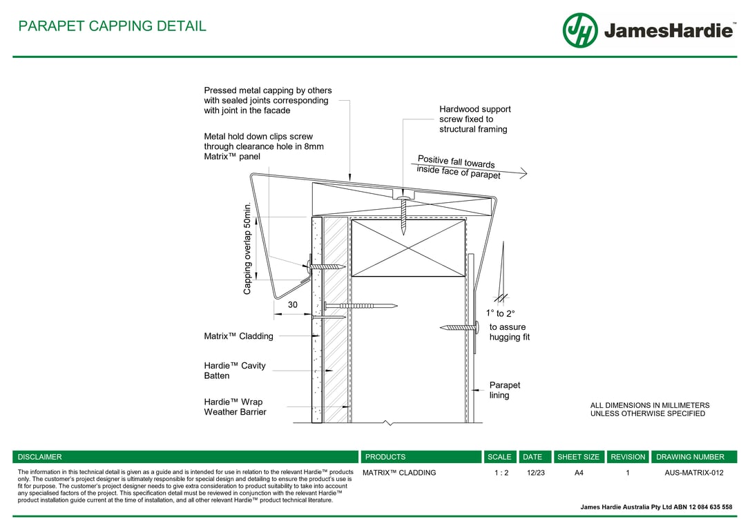 AUS-MATRIX-012 - PARAPET CAPPING DETAIL - BIMcontent.com
