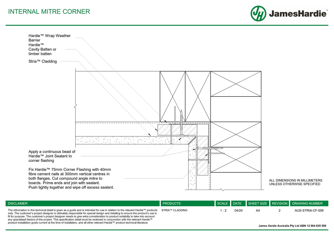 AUS-STRIA-CF-006 - INTERNAL MITRE CORNER - BIMcontent.com