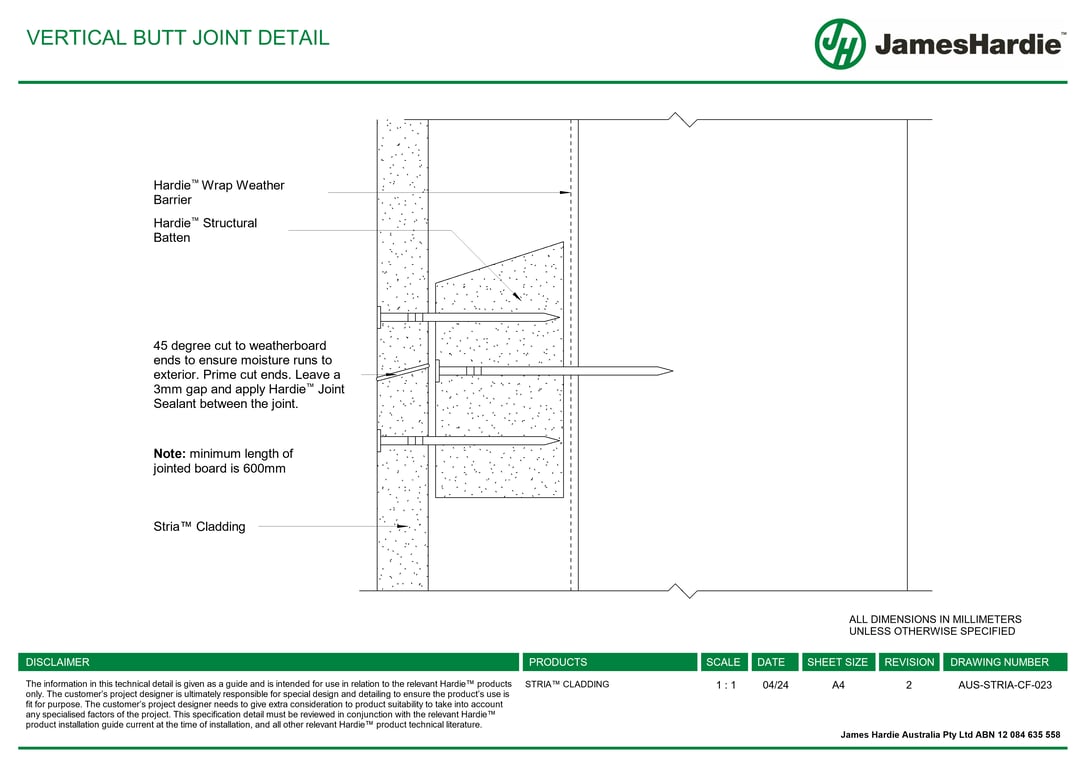 AUS-STRIA-CF-023 - VERTICAL BUTT JOINT DETAIL - BIMcontent.com