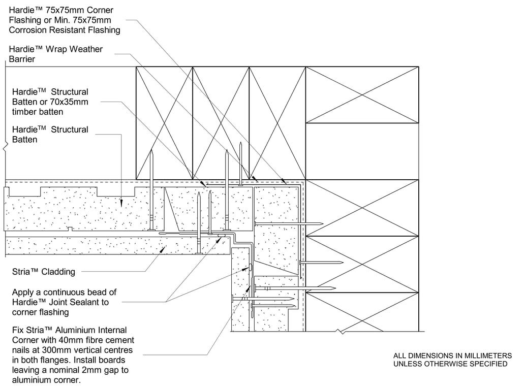 STRIA CF Internal Corner With Castellated Batten - BIMcontent.com