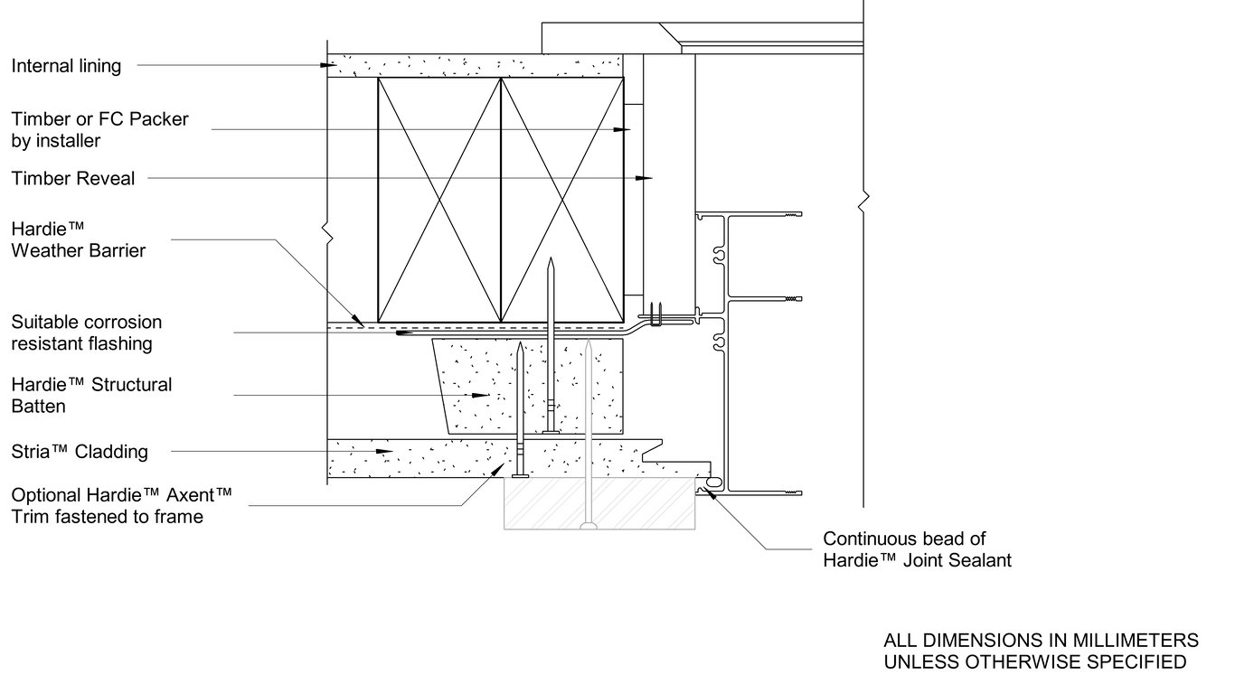 STRIA CF Window Jamb - Trim With Castellated Batten - BIMcontent.com