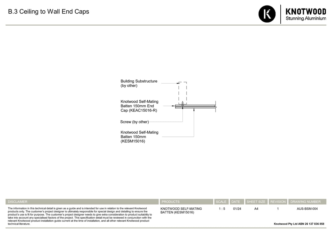 AUS-BSM-004 - B-3 Ceiling to Wall End Caps - BIMcontent.com