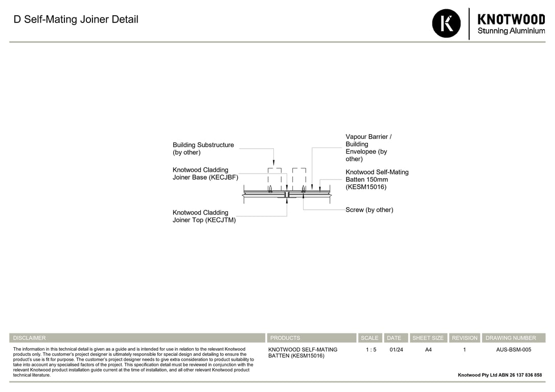AUS-BSM-005 - D Self-Mating Joiner Detail - BIMcontent.com