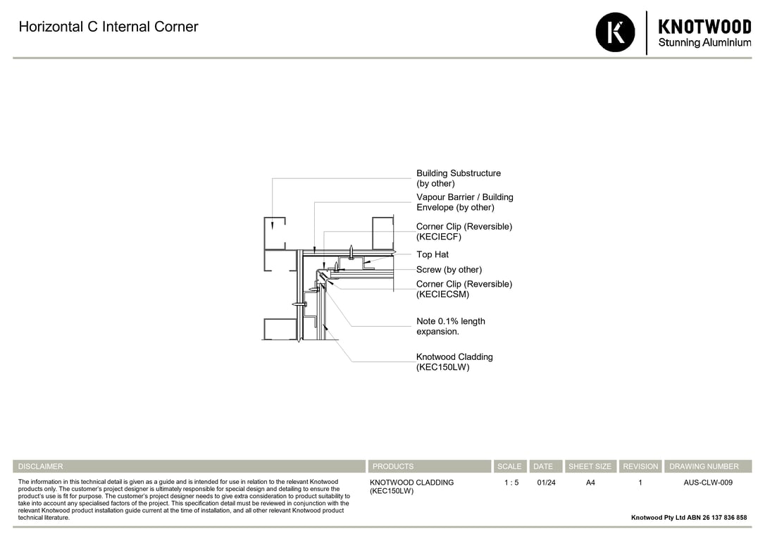 AUS-CLW-009 - Horizontal C Internal Corner - BIMcontent.com