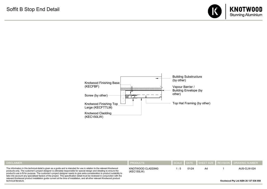 AUS-CLW-024 - Soffit B Stop End Detail - BIMcontent.com