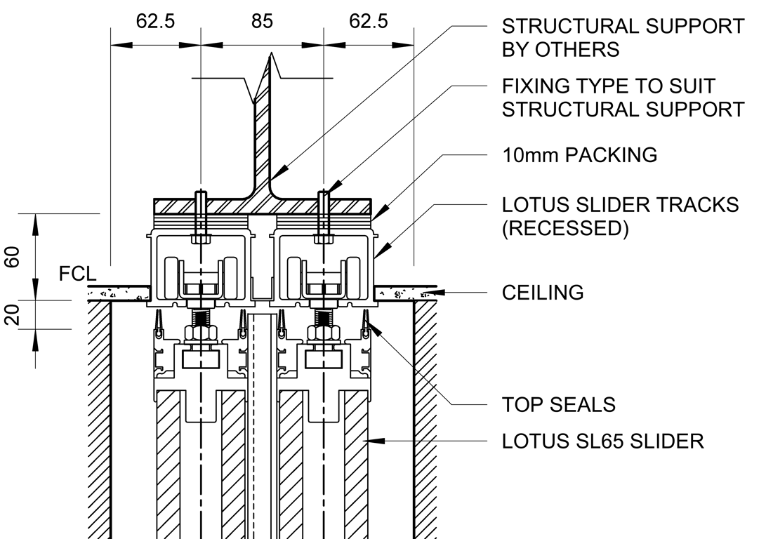 SL65 - Dual Cavity Slider - Ceiling Recessed - Head Track - BIMcontent.com