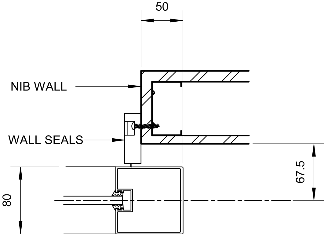 SL80+ - Bi-Parting Face Slider - Face Fixed - Wall Seal - BIMcontent.com