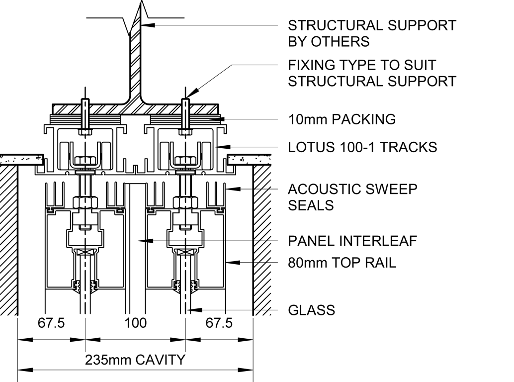 SL80+ - Dual Cavity Slider - Ceiling Recessed - Head Track - BIMcontent.com