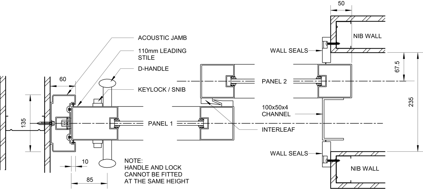 SL80+ - Dual Cavity Slider - Ceiling Recessed - Plan View - BIMcontent.com