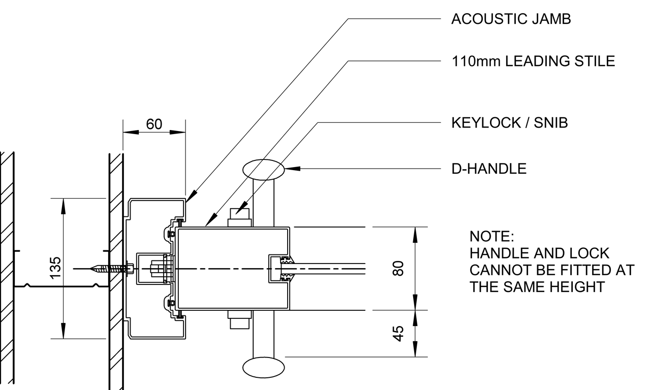 SL80+ - Single Face Slider - Ceiling Recessed - Jamb - BIMcontent.com