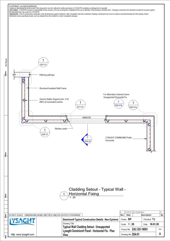 D04-01 - Typical Wall Cladding Setout - Unsupported Lysaght Dominion ...