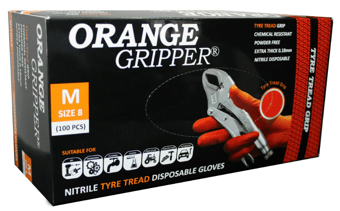 Orange Gripper Nitrile Tyre Tread Disposable Gloves - Box of 100 - ATG-7181