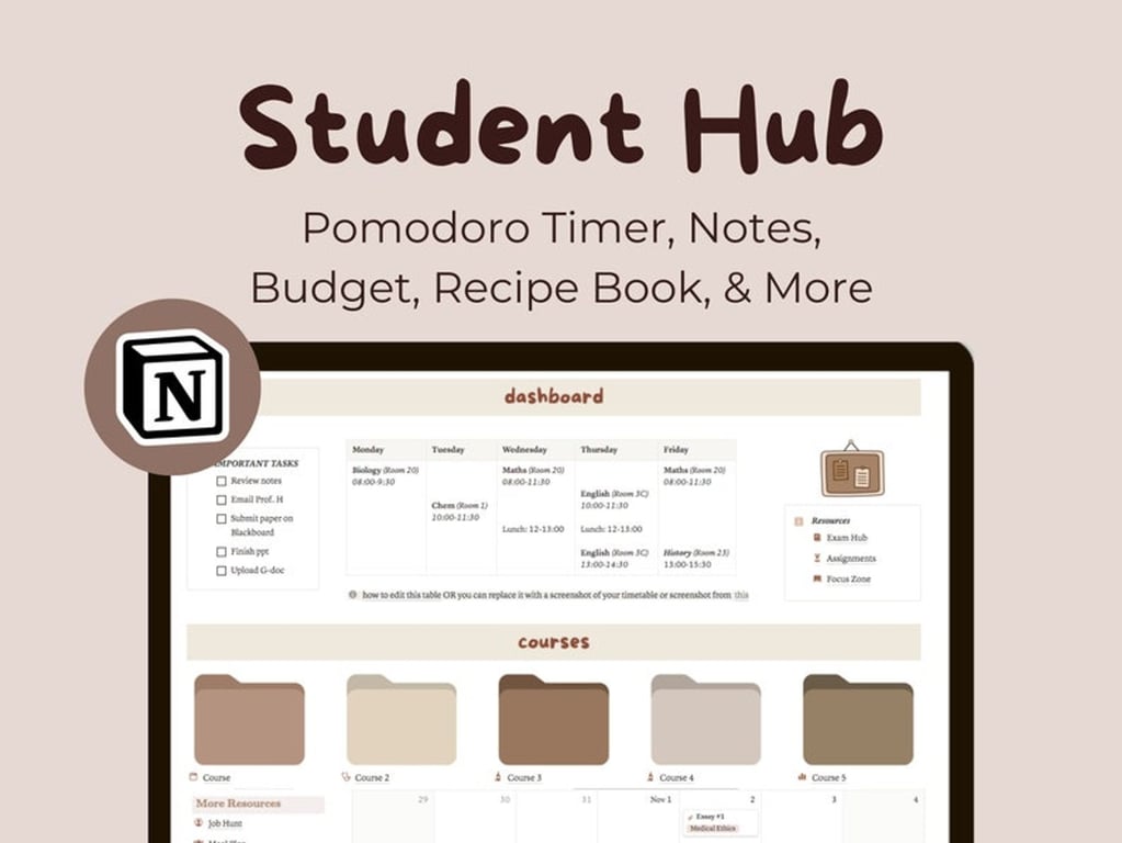 Notion Student Hub: Streamline Your University/College Experience Notion Student Hub: Streamline Your University/College Experience