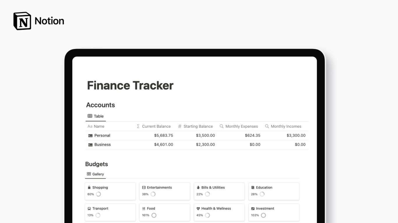 Finance Tracker Notion Template Finance Tracker Notion Template