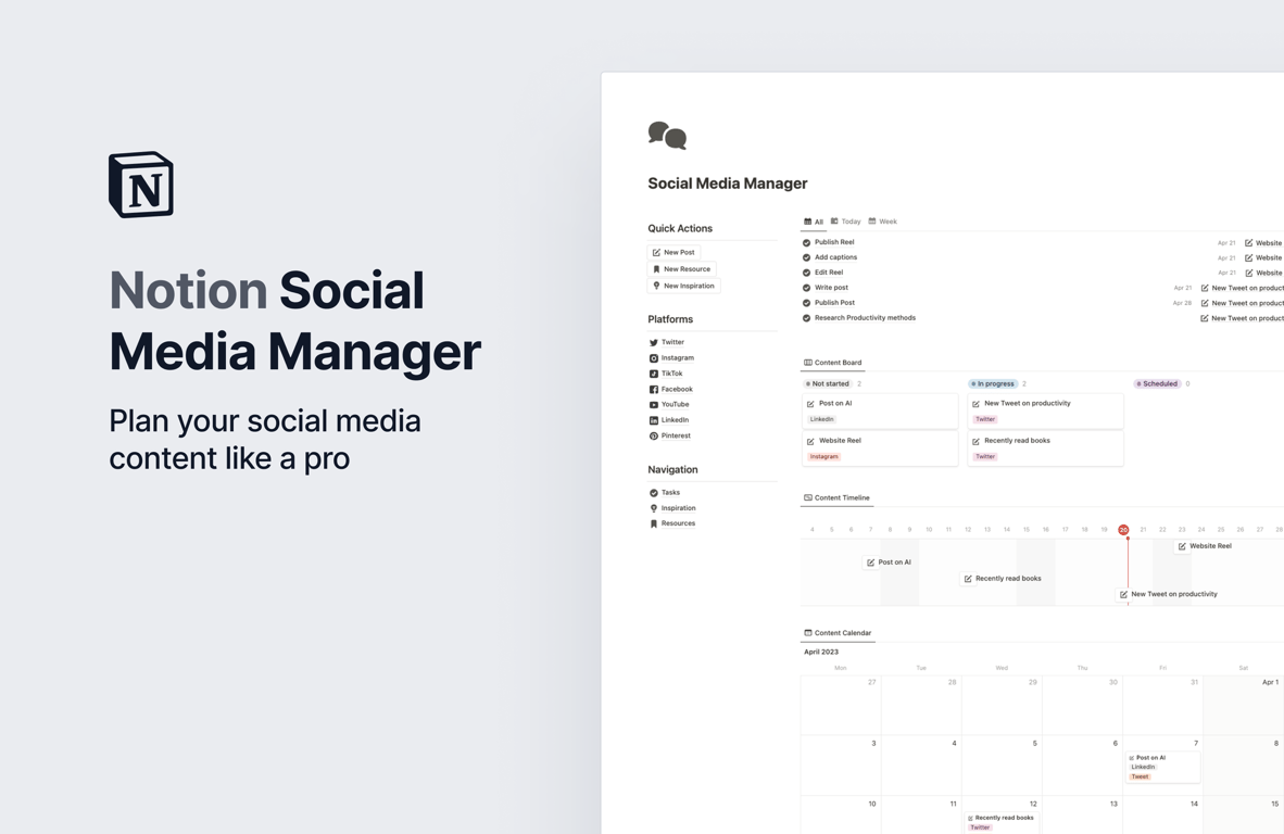 Notion Social Media Manager Template Notion Social Media Manager Template