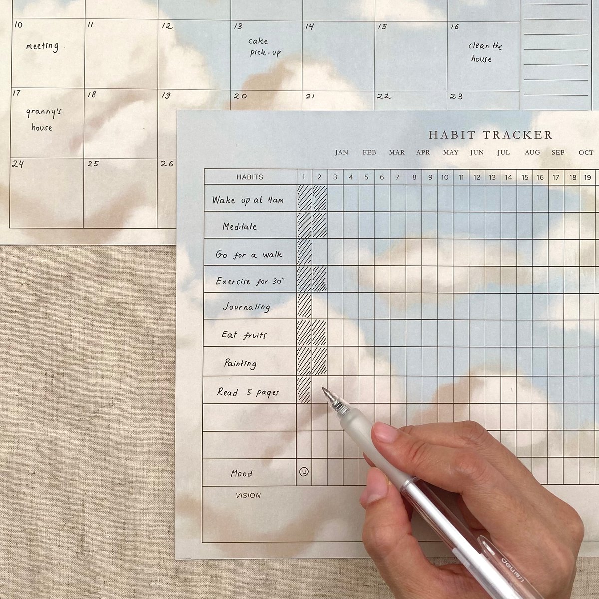 Aesthetic Planner | Printable Planner and Habit Tracker Bundle | Clicky