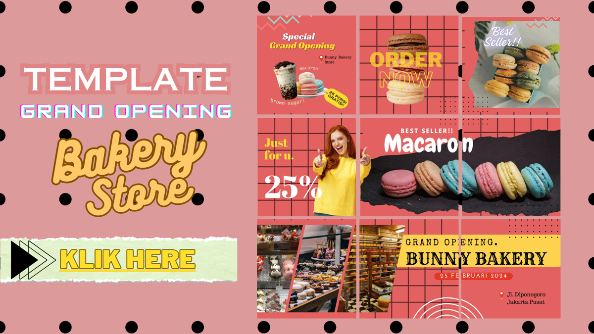 [FREE] Template Canva Feed Instagram-Grand Opening Toko Roti | Clicky