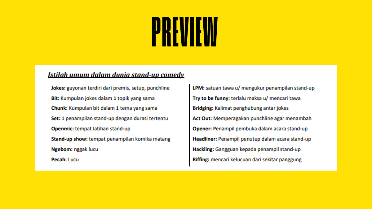 [FREE] Contoh Penulisan Materi Stand-up Comedy | Clicky