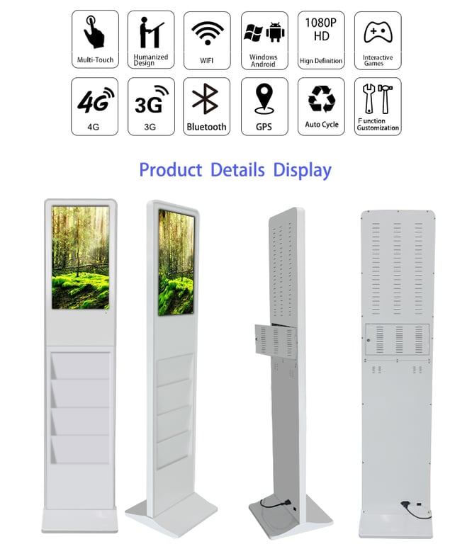 HRD-893 Indoor Portable Magazine Holder Advertising Screen. - Huaer Display
