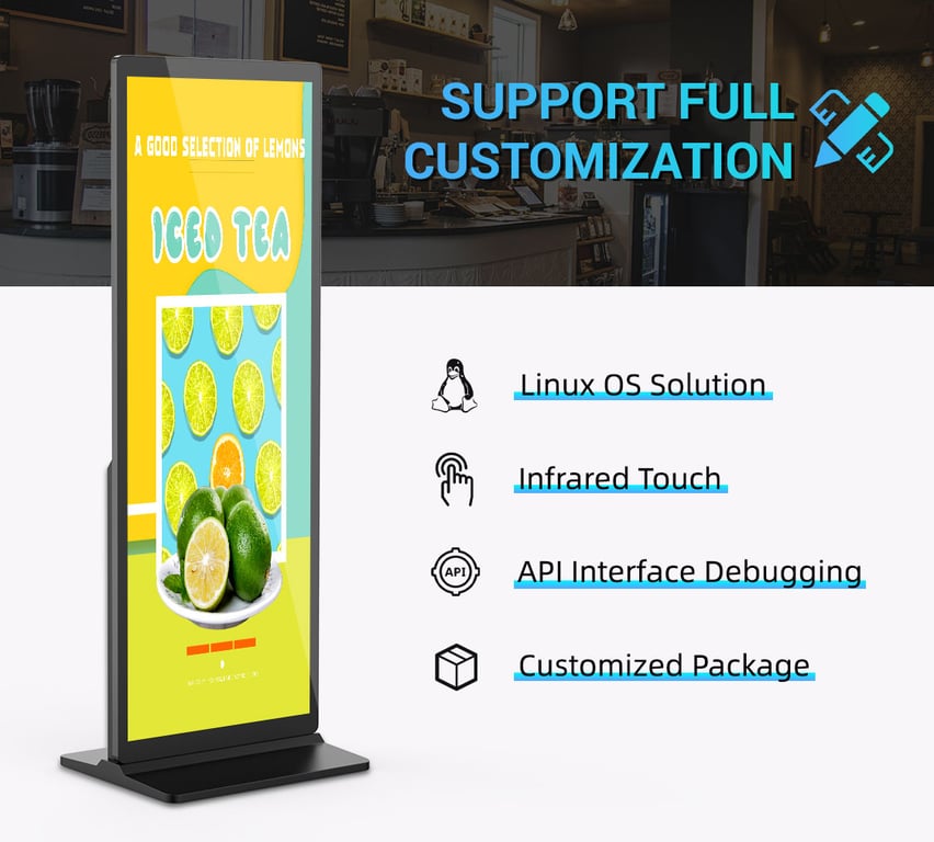 Indoor Floor Stand Full Screen Digital Signage Display