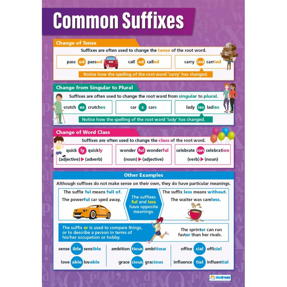 Common Suffixes Poster - Daydream Education