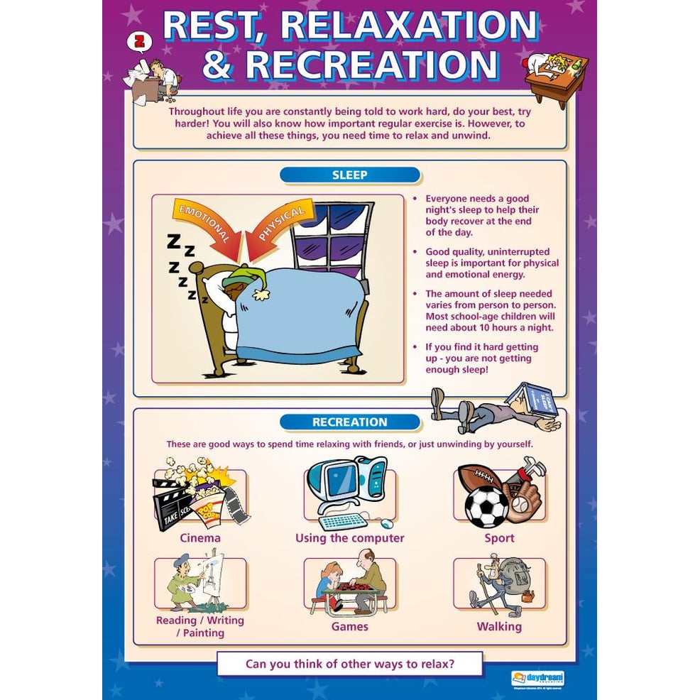 Rest, Relaxation & Recreation Poster - Daydream Education