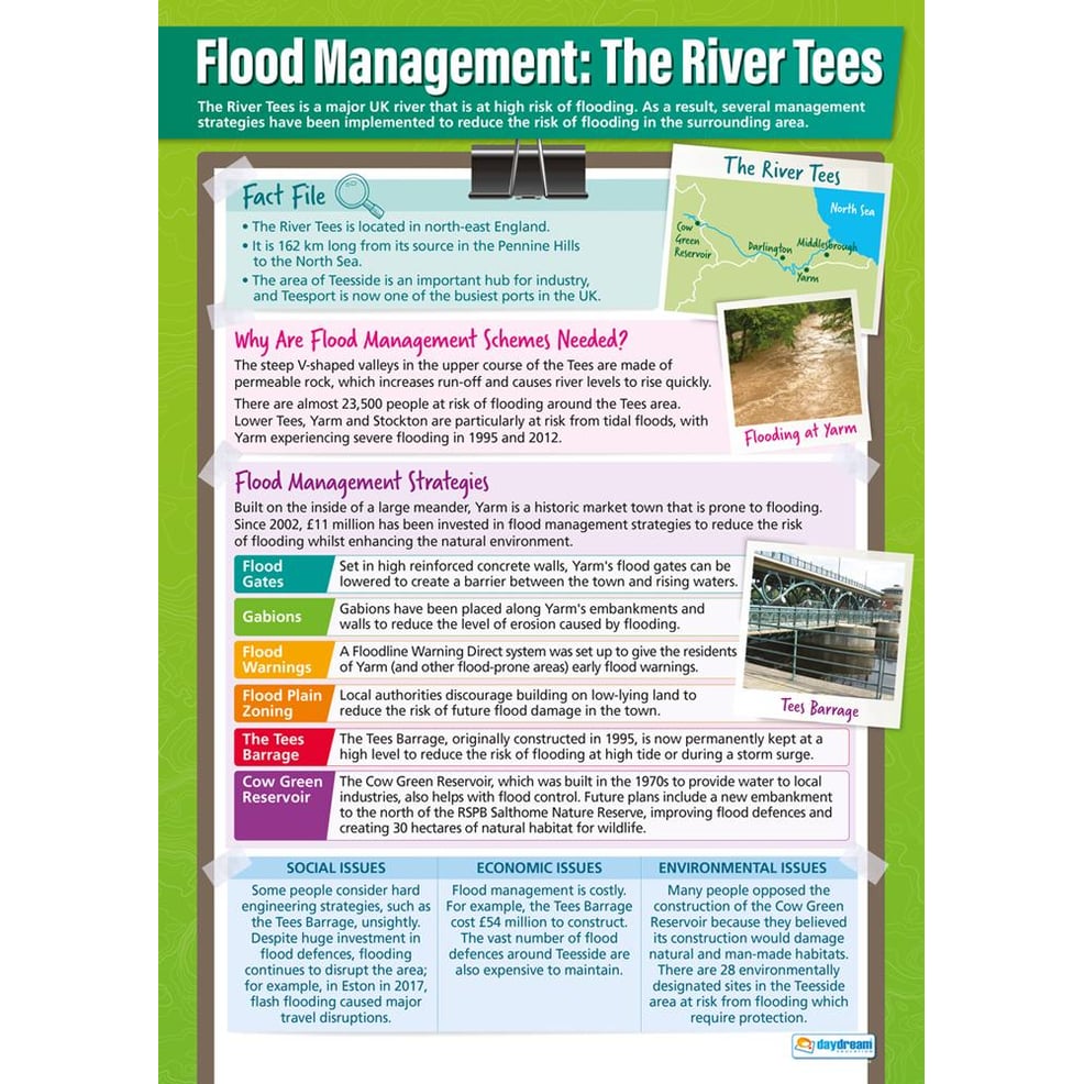 Flood Management Example: The River Tees Poster - Daydream Education