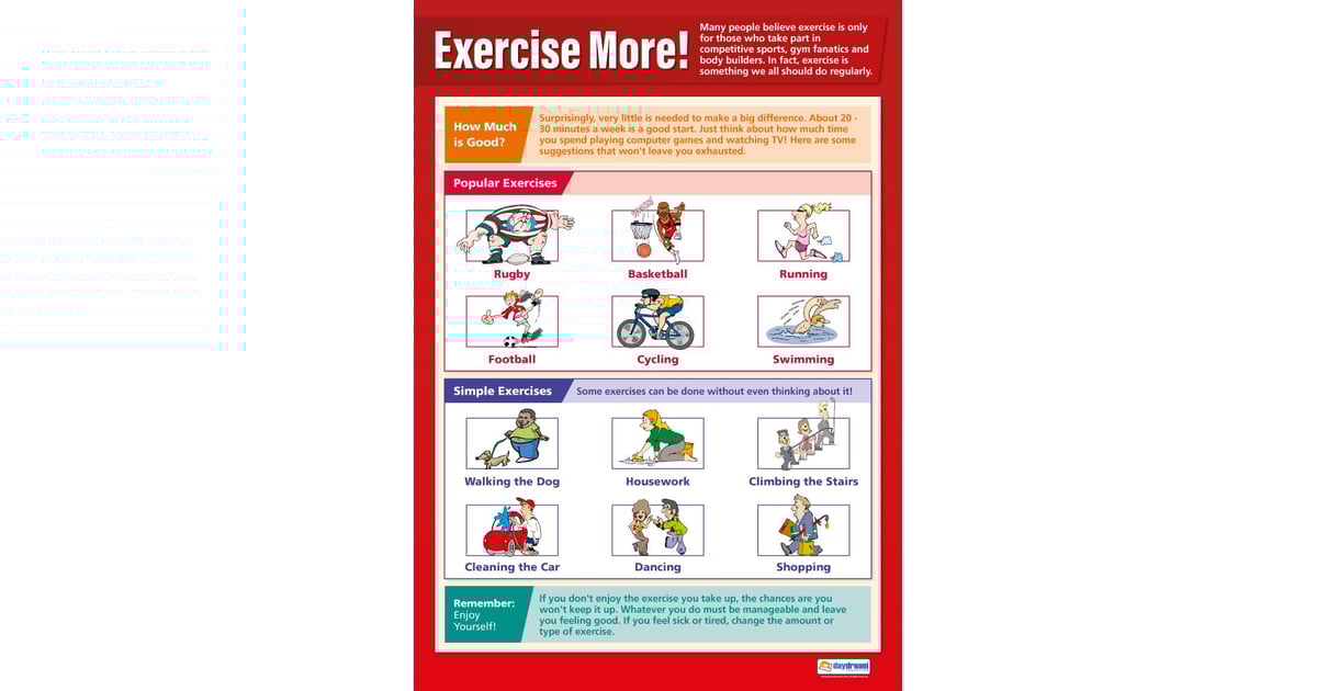 Exercise More! Poster - Daydream Education
