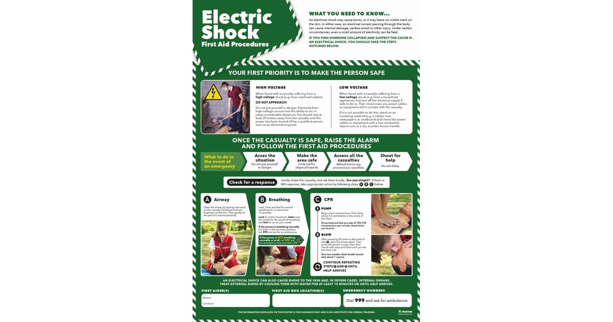 Electric Shock First Aid Procedures poster - Daydream Education