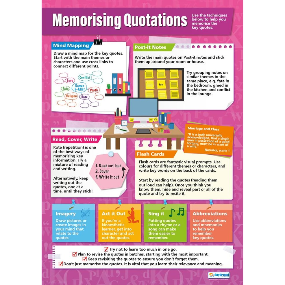 Memorising Quotations Poster - Daydream Education