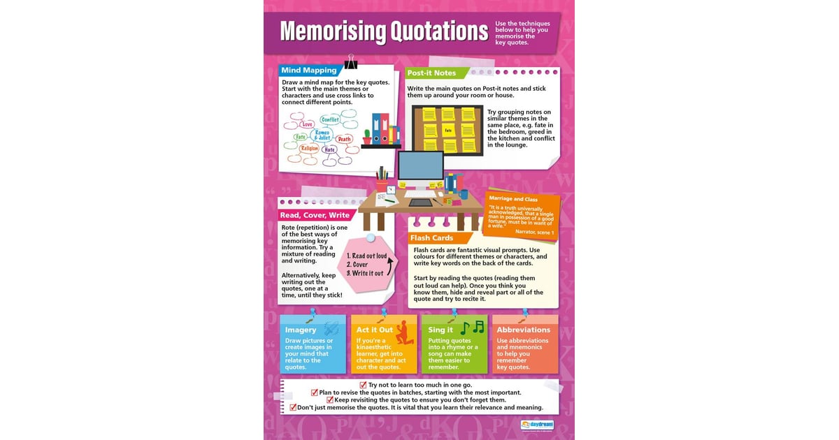 Memorising Quotations Poster - Daydream Education
