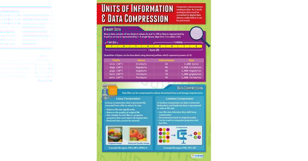 Units of Information & Data Compression Poster - Daydream Education