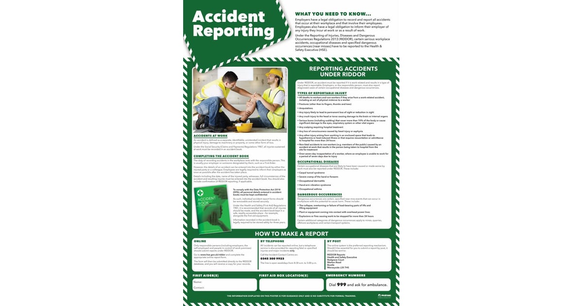 Accident Reporting poster - Daydream Education